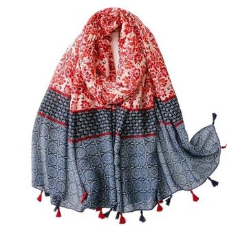 Generic &Eacute;charpe ch&acirc;le en viscose florale 180 cm pour hijab musulman, grande taille, bandeau tendance pour femme, quatre saisons, 47, taille unique