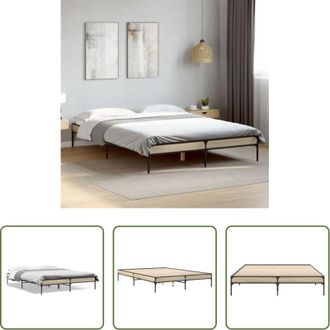 vidaXL vidaXL Metall Bettgestell - Bettgestell Sonoma-Eiche 160x200 cm Holzwerkstoff und Metall