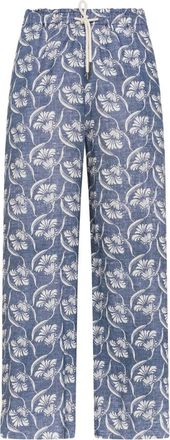 Seventy Femme, V&ecirc;tements de nuit et de d&eacute;tente, Bleu, Taille: 44 FR Pantalon en m&eacute;lange de lin