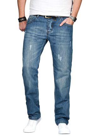 Alessandro Salvarini Herren Jeans Comfort Fit gerades Bein Komfort-Jeans Denim Jeanshose [AS-213-Hellblau-W40-L36]