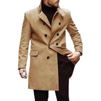 Generic Trench dhiver long pour homme - Style classique - Coupe-vent - D&eacute;contract&eacute;, kaki, XXL