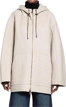 Max Mara Femme, Sweatshirts et sweats &agrave; capuche, Beige, Taille: 38 FR Manteau Sweat Gradi