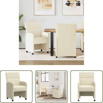 vidaXL vidaXL Kunstlederst&uuml;hle - Esszimmerst&uuml;hle mit Rollen 2 pcs Creme 58 x 65 x 98 cm