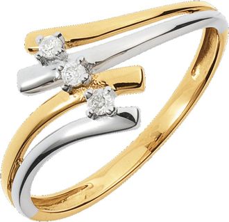 Edenly Trilogie Ring Kostbarer Kokon - Firmament -Weiß-und Gelbgold - Diamant 0.05 Karat - 18 Karat