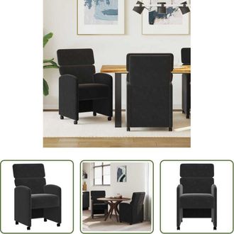 vidaXL Samtst&uuml;hle - Esszimmerst&uuml;hle mit Rollen 2 pcs Schwarz 58 x 65 x 98 cm Samt