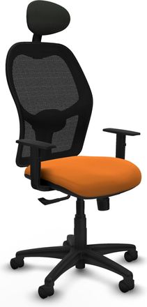 Piqueras y Crespo Telefon-Stuhl mit 1D-Armlehnen, h&ouml;henverstellbare Lendenwirbelst&uuml;tze und festes Kopfteil, ausgestattet mit 3 Positionen, Schwarz/Orange