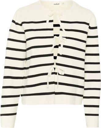Soaked In Luxury Femme, Pulls, Blanc, Taille: 44 FR Cardigan blanc à rayures