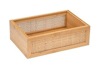 WENKO Tablette de Salle de Bain Allegre M, Tablette décorative de Style bohème en Bambou et rotin tressé de qualité, Rangement Salle de Bain et des Accessoi