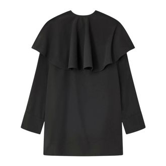 Ganni Femme, Robes, Noir, Taille: 36 FR Robe Mini Col en Twill