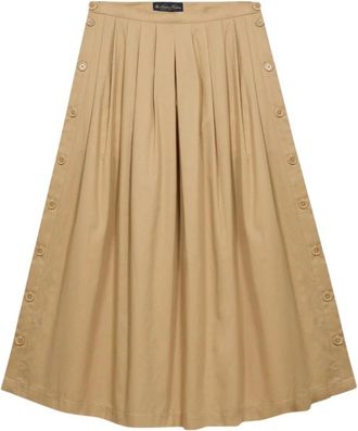 Brooks Brothers Femme, Jupes, Beige, Taille: 40 FR Jupe Midi Pliss&eacute;e en Twill