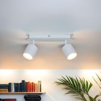 Licht-Erlebnisse Petit spot de plafond Blanc GU10 2 flammes M&eacute;tal Moderne Lampe