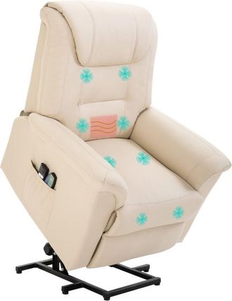 HOMCOM Homcom - Fernsehsessel mit Aufstehhilfe Elektrisch Relaxsessel mit Liegefunktion, Heiz- und Massagefunktion, Massagesessel TV-Sessel mit Seitentasche