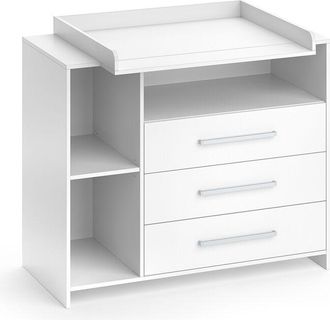 Vicco Commode &agrave; langer Oskar, Blanc, 113 x 100 cm avec tiroirs