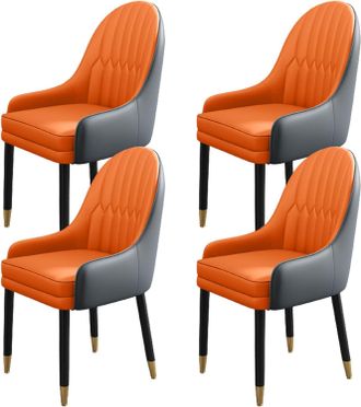 Generic Set Aus 4 Modernen Esszimmerst&uuml;hlen Aus Mikrofaserleder Mit Ergonomischer R&uuml;ckenlehne Und Metallbeinen - Nordischer Leichter Luxusstil(G)