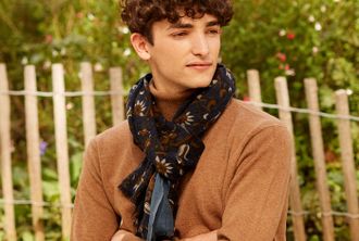 Bexley Echarpes Laine - Echarpes homme bleu marine motif bleu gris et fauve