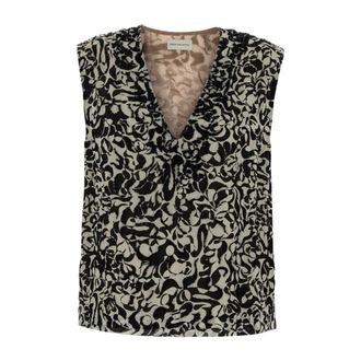 Dries Van Noten Femme, Blouses et Chemises, Multicolore, Taille: 38 FR Top College imprim&eacute; en cr&ecirc;pe