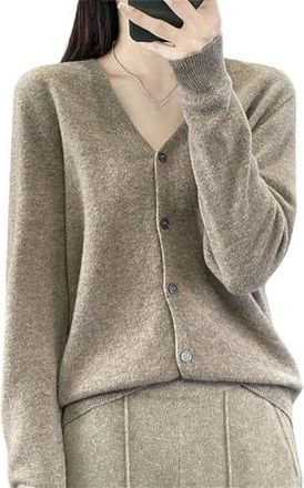 Generic Pull en laine m&eacute;rinos pour femme 100 % tricot col en V Version cor&eacute;enne polyvalente Hiver Cachemire, Wq015 Tuo, XL