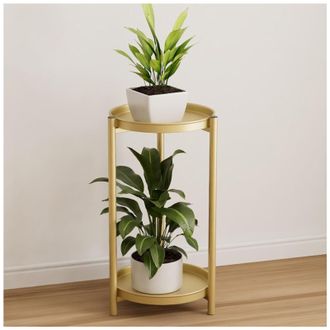 Generic Rund Pflanzenst&auml;nder Metall, 2 Etagen Blumenst&auml;nder Indoor Outdoor, Pflanzenregal f&uuml;r Balkon Garten Wohnzimmer,Multi Pflanzk&uuml;belhalter f&uuml;r Drau&szlig;en,bis