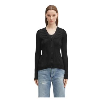 Anine Bing Matheo Rippstrick-Cardigan mit V-Ausschnitt - - Knitwear - Damen - Schwarzk - L
