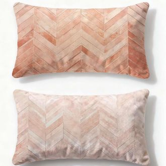 Generic Rosa Kissen Streifen Kissenbezug 30x50cm 2er Set Rechteck Sofakissen,2026 Neu Samt Mit Verdecktem Zip Sofakissen f&uuml;r Wohnaccessoires & Deko Wohnzimmer