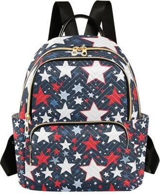 Mnsruu Mini sac à dos pour femme avec étoiles rouges et bleues, Multi150, S