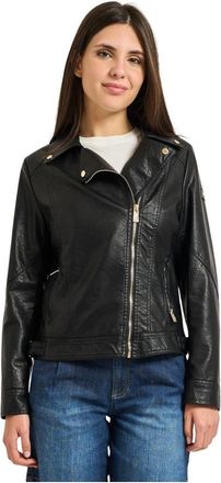 Yes-Zee YES Zee, Femme, Vestes, Noir, Taille: 44 FR Side-Zip Faux Leather Jacket