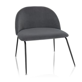 hjh OFFICE VELVO 645054 Fauteuil Visiteur rembourr&eacute; en Velours avec Pieds en m&eacute;tal Gris