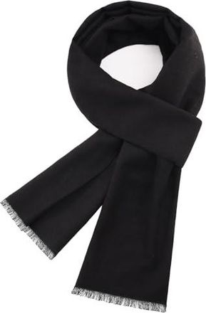 Heekpek Echarpe Homme Hiver Écharpe Cadeau de Noël Chaude Automne Foulard Élégante Longue Tartan Echarpes, 180cm×30cm, Noir