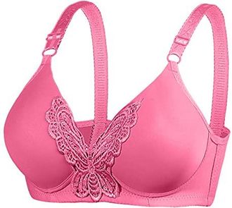 Generic 2026 Soutien-gorge pour femme sans anneau en acier fin, couleur unie, brod&eacute;, d&eacute;coration respirante, sous-v&ecirc;tements confortables, rouge past&egrave;que, 68