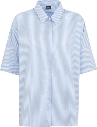 Fay Femme, Blouses et Chemises, Bleu, Taille: 40 FR Chemise en popeline de coton stretch &agrave; rayures