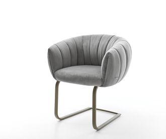 DELIFE Freischwinger Jada-Flex Samt Grau Freischwinger flach Effektfinish Titan Taschenfederkern, Esszimmerst&uuml;hle