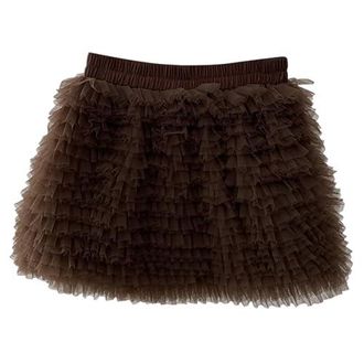 Generic Jupe tutu en tulle pour femme - Jupe trapèze rétro des années 80 - Jupe élastique à bulles - Accessoires décontractés multicouches, café, M