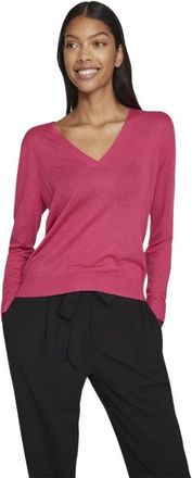 Vila Langarm V-Ausschnitt Top f&uuml;r Damen - - Knitwear - Damen - Rot - XS