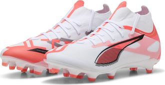 Puma Ultra 5 Match+ FG/AG WNs, Weiblich Fussballschuh, PUMA White-PUMA Black-Glowing RED