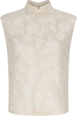 Shanghai Tang haut &agrave; fleurs en jacquard - Blanc