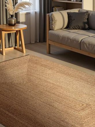 Hanse Home Sharmila Juteteppich - Natur Wohnzimmerteppich aus 100% Jute, Handgewebt - Robust & Pflegeleicht - Moderner, Boho Naturfaser Teppich, Natur Braun - 16