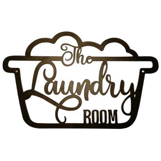 Generico Vintage W&auml;scheschilder Dekoration: Rustikale Wandschild aus Metall f&uuml;r die Dekoration des &ouml;ffentlichen Raums, h&auml;ngende Kunstzeichen, klassische schwar