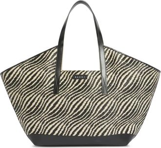 Marni Schultertasche aus Bast - Schwarz