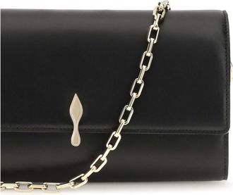 Christian Louboutin Womens Leather Wallet With Chain Bettina Black-Gold Calf & Purses Black/gold