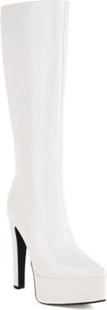 Generic Bottes hautes m&eacute;talliques &agrave; bout pointu pour femme, fines et extensibles, avec fermeture &eacute;clair lat&eacute;rale, talons bloqu&eacute;s, chaussures de f&ecirc;te, blanc, 3