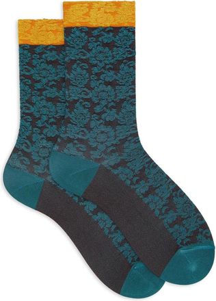 Gallo Gallo, Femme, Sous-v&ecirc;tements, Multicolore, Taille: ONE Size Chaussettes Courtes avec Motif Floral Brocart