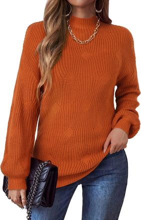 Zeagoo Pullover Damen Casual Rollkragenpullove Herbst Winter Strickpullover Langarm Elegant Turtleneck Gestrickt Obertiele Warm Pulli Karamellfarbe S