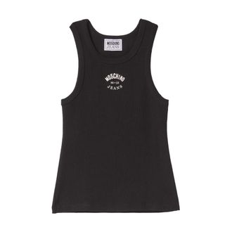 Moschino Geripptes Logo Tank Top Schwarz - - Tops - Damen - Schwarzk - XL