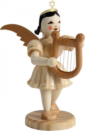 Rudolphs Schatzkiste Engel mit Lyra, Natur HxT 7x4cm NEU Holzengel Weihnachtsengel Sammelfigur