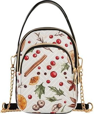 Mnsruu Sacs à bandoulière pour femme en pain dépices, citron, hiver, baies, sac à main, petit sac à bandoulière avec sangle réglable