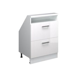 Vicco Meuble de Rangement sous Pente Rion, Blanc Brillant/Blanc, avec 2 tiroirs