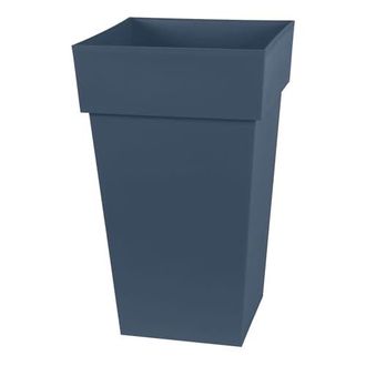 Eda Blumentopf, quadratisch, hoch, Toskana, Volumen 62 l, 39 x 39 x 65 cm, Jeansblau