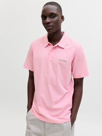 Jack & Jones Poloshirt JACK & JONES JJBRANDON POLO SS, Herren, Gr. L, rosa (prism pink), Jersey, Obermaterial: 100% Baumwolle, bedruckt, regular fit, Shirts