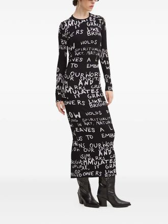 Desigual robe mi-longue nervur&eacute;e &agrave; imprim&eacute; graffiti - Noir