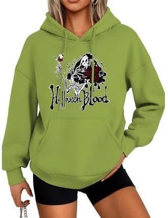 Generic Sweat &agrave; capuche gothique pour femme - Vampire gothique, Halloween, pull &agrave; capuche dautomne tendance effrayant - pour les vacances, Vert, M